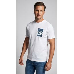 T-Shirt Calvin Klein Jeans "SS 30s EU BH BOX GRAPHIC TEE", Herren, Gr. L, wei&szlig; (brilliant wei&szlig;), Single Jersey, Obermaterial: 100% Baumwolle, unifarben, normal h&uuml;ftlang, Rundhals, Shirts T-Shirt, mit Calvin Klein Druck