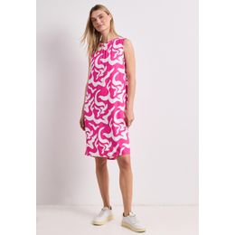 Midikleid Street One, Damen, Gr. 38, EURO-Gr&ouml;&szlig;en, magenta dream, Stoff, 100% Viskose, gemustert, normal knielang, Rundhals, abgesteppt, Kleider Midikleid, aus Viskose