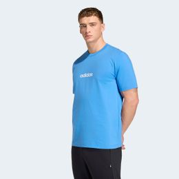 T-Shirt adidas Sportswear "M LIN SJ T", Herren, Gr. M, ray blau, sanftes wei&szlig;, Obermaterial: 100% Baumwolle, normal, Rundhals, Shirts T-Shirt, &uuml;berschnittene Schultern, Kurzarmdesign, aus Baumwolljersey