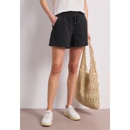 Shorts Street One, Damen, Gr. 44, schwarz, Web, 100% Baumwolle, unifarben, loose fit normal, Hosen Shorts, Middle Waist