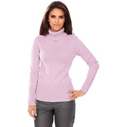 Rollkragenpullover "Rollkragen-Pullover", Damen, Gr. 34, rosa (ros&eacute;), 45% Viskose, 27% Baumwolle, 25% Polyamid, 3% Kaschmir, Linea Tesini BY HEINE, unifarben, Pullover Rollkragenpullover