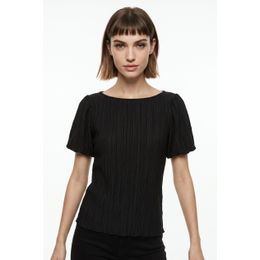 V&eacute;ro Moda Kurzarmshirt VERO MODA "VMLEIKA SS BOAT-NECK TOP JRS", Damen, Gr. L, schwarz, Jersey, Obermaterial: 100% Polyester, unifarben, regular fit normal, U-Boot-Ausschnitt, Shirts, Kunstfaser, regular fit
