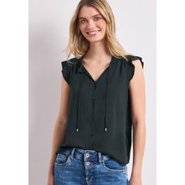 Blusentop Street One, Damen, Gr. 34, deep bound gr&uuml;n, Stoff, 100% Viskose, unifarben, klassisch normal, Rundhals, R&uuml;schen, Blusen Blusentop, mit R&uuml;schendetails
