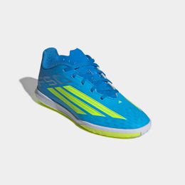 Fu&szlig;ballschuh adidas Performance "F50 CLUB INDOOR KIDS", M&auml;dchen, Gr. 38, lucid ray blau, team solar gelb 2, lucid aquamarine, Synthetik, Textil, Schuhe Fu&szlig;ballschuh, f&uuml;r Hallenboden, f&uuml;r Kinder & Jugendliche