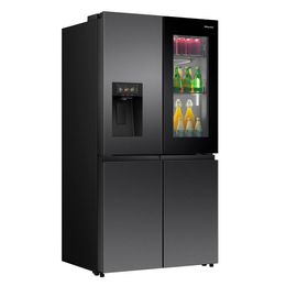 HISENSE Multi Door "RQ600P7SKE", Energieeffizienz: E (A-G), schwarz inox, B:91,4cm H:179cm T:73cm, K&uuml;hlschr&auml;nke, PureViewDoor - immer sehen was im K&uuml;hlschrank ist