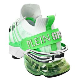 Laufschuh Plein Sport "Tiger", Damen, Gr. 35, Normalschaft, wei&szlig; (0127, wei&szlig;, gr&uuml;nfluo), Schuhe Laufschuh