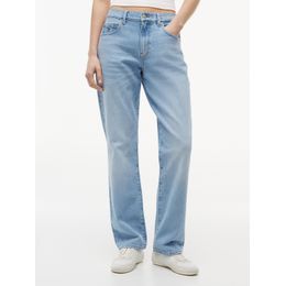 Straight-Jeans Tommy Jeans "KIRA MR SLIM STR BJ0111", Damen, Gr. 29, L&auml;nge 28, denim light, Denim/Jeans, Obermaterial: 99% Baumwolle, 1% Elasthan, unifarben, slim fit lang, Jeans Straight-Jeans, Baumwollmischung, straight fit
