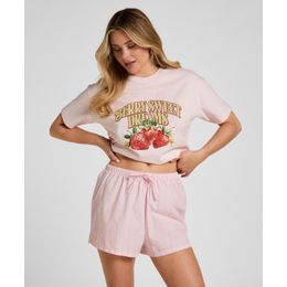 Hunkem&ouml;ller Pyjama HUNKEM&Ouml;LLER "Short Poplin", Damen, Gr. M, rosa, 100% Baumwolle, Homewear-Sets Pyjama