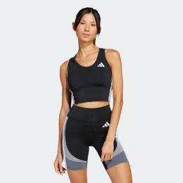 Tanktop adidas Performance "TRAIN ESSENTIALS 3-STRIPES CROP", Damen, Gr. L, schwarz-wei&szlig; (schwarz, wei&szlig;), Obermaterial: 85% Polyester, 15% Elasthan, normal, Rundhals, Tops Tanktop