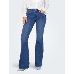 Bootcut-Jeans Only "ONLREESE REG RETRO FLARED DNM BOX", Damen, Gr. 26, L&auml;nge 32, light medium blau denim, Denim/Jeans, Obermaterial: 69% Baumwolle, 29% Polyester, 2% Elasthan, unifarben, bootcut fit lang, Jeans, Materialmix, bootcut fit
