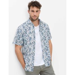 Kurzarmhemd Brax "Style HARDY", Herren, Gr. L, Normalgr&ouml;&szlig;en, graugr&uuml;n, Web, 70% Baumwolle, 30% Leinen, Hemden