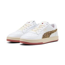 Sneaker Puma "CAVEN 2.0 ANIMAL FLAIR", Damen, Gr. 37,5, wei&szlig; (Puma wei&szlig;, toasted almond, exotic rot), Synthetik, Schuhe Sneaker, f&uuml;r Sportmode und Streetwear, mit weicher Innensohle