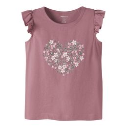 T-Shirt name it "NMFVAYANA CAPSL TOP", M&auml;dchen, Gr. 104, mesa rose print:rose flowers, Jersey, Obermaterial: 95% Baumwolle, 5% Elasthan, bedruckt, regular fit normal, Rundhals, Shirts T-Shirt, Baumwollmischung, regular fit