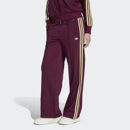 Sporthose adidas originals "FIREBIRD LOOSE", Damen, Gr. XL, N-Gr, maroon, almost gelb, normal, gr., Obermaterial: 100% Polyester, Hosen Sporthose, Firebird Loose Sporthose, l&auml;ssig geschnitten