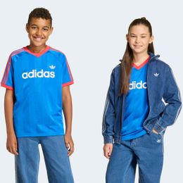 T-Shirt adidas originals "LO TEE", M&auml;dchen, Gr. 140, blau, Obermaterial: 100% Polyester, V-Ausschnitt, Shirts T-Shirt