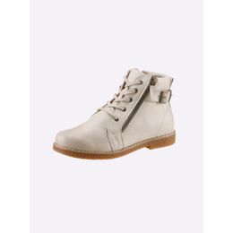 Schn&uuml;rstiefelette, Damen, Gr. 36, beige (cr&eacute;me), Leder, Schuhe Schn&uuml;rstiefelette