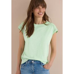 T-Shirt Cecil, Damen, Gr. L (42), juicy lime, Web, 100% Baumwolle, unifarben, comfort fit normal, U-Boot-Ausschnitt, normaler Saum, Shirts T-Shirt, aus Jersey in Unifarbe