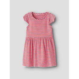 Minikleid name it "NMFVINANNA CAPSL DRESS", M&auml;dchen, Gr. 116, N-Gr, cradle pink stripes:poinsettia, Jersey, Obermaterial: 100% Baumwolle, gestreift, normal normal, Rundhals, Kleider Minikleid, Baumwolle, regular fit