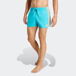 Badeshorts adidas Performance "3S BLD SH 3IN", Herren, Gr. M, N-Gr, lucid cyan, lucid orange, Gewirkt, Obermaterial: 100% Polyester, Badehosen Badeshorts