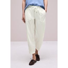 Jogger Pants Street One, Damen, Gr. 32, L&auml;nge 28, sanftes wei&szlig;, Web, 98% Baumwolle, 2% Elasthan, unifarben, loose fit kn&ouml;chelfrei, Hosen, im Papertouch