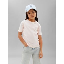 T-Shirt Calvin Klein Jeans "SMALL CHEST INST.LOGO SS T-SHIRT", M&auml;dchen, Gr. 16 (176), mangano calcite, Single Jersey, Obermaterial: 100% Baumwolle, unifarben, regular fit normal, Rundhals, eingesetzt abgesteppte Kante, Shirts T-Shirt, Regular fit, Logoschriftzug