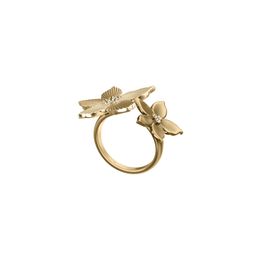 Fingerring Fossil "Schmuck Geschenk Edelsthal Ring Blume Sutton" Gr. 16,5, gelbgoldfarben, kristallwei&szlig;, Fingerringe, Damen, 16,5, Edelstahl, 3mm, Fingerring, mit Glasstein