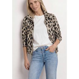Kurzjacke Street One, Damen, Gr. 34, vanilla sand, Stoff, 65% Viskose, 35% Nylon, comfort fit kurz, hoch geschlossener Ausschnitt, B&uuml;ndchen, Jacken Kurzjacke, mit Stehkragen