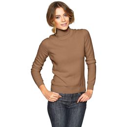 Rollkragenpullover "Rollkragenpullover", Damen, Gr. 34/36, braun (camel), 100% Kaschmir, Linea Tesini BY HEINE, unifarben, Pullover Rollkragenpullover