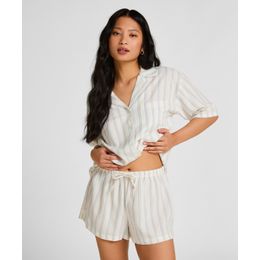 Hunkem&ouml;ller Pyjama HUNKEM&Ouml;LLER "Leinen-Shorts", Damen, Gr. XS, wei&szlig;, 70% Viskose, 30% Leinen, Homewear-Sets Pyjama