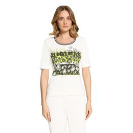 Kurzarmshirt Betty Barclay "Damen mit Rippenstruktur", Damen, Gr. 36, wei&szlig; (patch cream, gr&uuml;n), Rippware, Obermaterial: 95% Baumwolle, 5% Elasthan, tailliert normal, Rundhals, Shirts