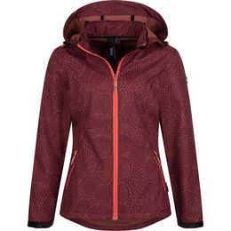 Softshelljacke LPO "SHELBY PEAK II", Damen, Gr. 36 (S), rot (weinrot), 96% Polyester; 4% Elasthan, tailliert, gerader Abschluss mit Klettverschl&uuml;ssen, Jacken Softshelljacke, leichte Softshelljacke mit All-Over-Print und abnehmbarer Kapuze