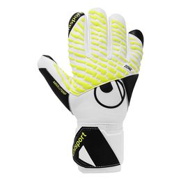 Torwarthandschuhe Uhlsport "Torwarthandschuhe FM Absolutgrip HN Pro Jr.", Kinder, Gr. 3,5, wei&szlig; (wei&szlig;, schwarz, fluo gelb), Obermaterial: 81% Gummi rubber. 13% Polyester PES. 6% Nylon NY., Handschuhe