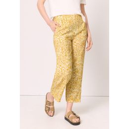 Culotte STREET ONE STUDIO, Damen, Gr. 34, L&auml;nge 28, earthy gelb, Stoff, 100% Viskose, gebl&uuml;mt, loose fit kn&ouml;chelfrei, Hosen Culotte, Middle Waist