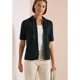 Kapuzenfleecejacke Cecil, Damen, Gr. L (42), palm breeze gr&uuml;n, Web, 50% Baumwolle, 50% Modal, unifarben, comfort fit normal, ohne Ausschnitt, Rippb&uuml;ndchen, Jacken, mit Kapuze