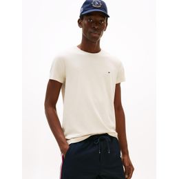 T-Shirt Tommy Hilfiger "STRETCH SLIM FIT TEE", Herren, Gr. XXL, beige (newsprint), Jersey, Obermaterial: 96% Baumwolle, 4% Elasthan, slim fit normal, Rundhals, Shirts T-Shirt, mit Rundhalsausschnitt