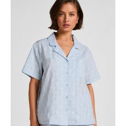 Hunkem&ouml;ller Pyjama HUNKEM&Ouml;LLER "Jacket Woven", Damen, Gr. S, blau, 100% Baumwolle, Homewear-Sets Pyjama