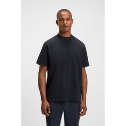 T-Shirt BOSS Green "Tee Collar Zone", Herren, Gr. L, blau (dunkelblau402), Single Jersey, Obermaterial: 95% Baumwolle, 5% Elasthan, unifarben, relaxed fit normal, Rundhals, Shirts T-Shirt, mit Logo am Ausschnitt