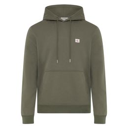 Kapuzensweatshirt Calvin Klein Jeans "400GSM TERRY BADGE HOODIE", Herren, Gr. L, dusty olive, Sweatware, Obermaterial: 100% Baumwolle, l&auml;ssig geschnitten normal, Rundhals, eingesetzt Rippb&uuml;ndchen, Sweatshirts, Mit Rundhalsausschnitt