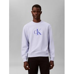 Sweatshirt Calvin Klein Jeans "LS EU 350TERRY MONOLOGO CN SWTSH", Herren, Gr. L, casual blau, Sweatware, Obermaterial: 100% Baumwolle, oversize normal, Rundhals, eingesetzt B&uuml;ndchen, Sweatshirts Sweatshirt, Rundhalsausschnitt, regular fit