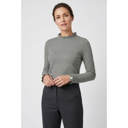 Langarmshirt RICHROYAL "2409 O Slub F LS", Damen, Gr. L, grau (grau melang&eacute;), Single Jersey, Obermaterial: 100% Baumwolle, Shirts Langarmshirt, mit R&uuml;schenkante an Ausschnitt und &Auml;rmelsaum