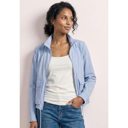 Kurzjacke Street One, Damen, Gr. 34, cashmere blau, Stoff, 65% Viskose, 35% Nylon, unifarben, normal normal, hoch geschlossener Ausschnitt, abgesteppt, Jacken Kurzjacke, mit Taschen-Detail