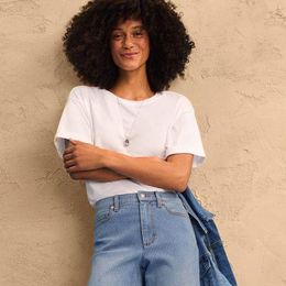 LANDS' END Supima&reg; Shirt mit kurzen Roll&auml;rmeln, Damen,  Wei&szlig;, Baumwolle, by Lands' End