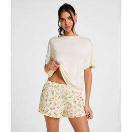 Hunkem&ouml;ller Pyjama HUNKEM&Ouml;LLER "Pyjama Set Daisy", Damen, Gr. L, wei&szlig;, 95% Viskose, 5% Elasthan, Homewear-Sets Pyjama