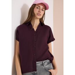Kurzarmbluse Cecil, Damen, Gr. L (42), rich burgundy, Web, 100% Leinen, unifarben, klassisch normal, Rundhals, B&uuml;ndchen, Blusen, aus Leinen
