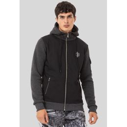 Cipo & Baxx Sweatjacke CIPO & BAXX "Sweatjacken", Herren, Gr. XL, anthrazit, 70% Baumwolle, 30% Polyester, unifarben, regular fit normal, Raglan&auml;rmel, Sweatjacken Sweatjacke, mit Kapuze
