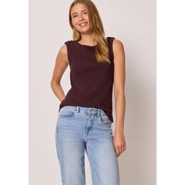 Ripptanktop STREET ONE STUDIO, Damen, Gr. 36, very berry, Web, 95% Baumwolle, 5% Elasthan, unifarben, comfort fit normal, Rundhals, abgesteppt, Tops, mit Rundhalsausschnitt