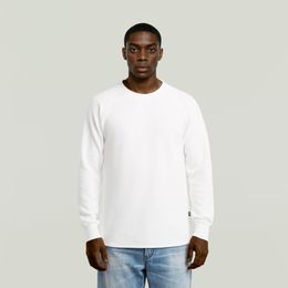 G-Star Raw Sweater G-STAR "Jirgi", Herren, Gr. M, wei&szlig;, Sweatware, Obermaterial: 65% Polyester, 35% Baumwolle, unifarben, normal, Rundhals, Raglan&auml;rmel angesetztes B&uuml;ndchen, Sweatshirts Sweater, mit Label-Detail auf der Brust