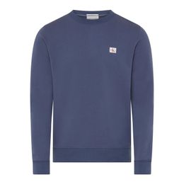 Sweatshirt Calvin Klein Jeans "400GSM TRRY BDG CRWN", Herren, Gr. M, blau nomad, Sweatware, Obermaterial: 100% Baumwolle, l&auml;ssig geschnitten normal, Rundhals, B&uuml;ndchen, Sweatshirts Sweatshirt, Mit Rundhalsausschnitt
