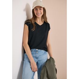 V-Shirt Cecil, Damen, Gr. L (42), palm breeze gr&uuml;n, Web, 50% Baumwolle, 50% Modal, unifarben, comfort fit normal, V-Ausschnitt, abgesteppt, Shirts, mit femininem V-Ausschnitt