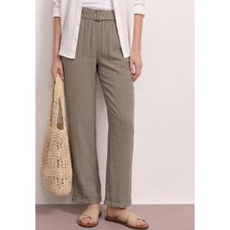 Schlupfhose Street One, Damen, Gr. 38, L&auml;nge 32, schwarz beige (l&auml;nge 32), Web, Obermaterial: 75% Viskose, 22% Nylon, 3% Leinen, Leinenoptik, bequem kn&ouml;chelfrei, Hosen Schlupfhose, Leinenoptik